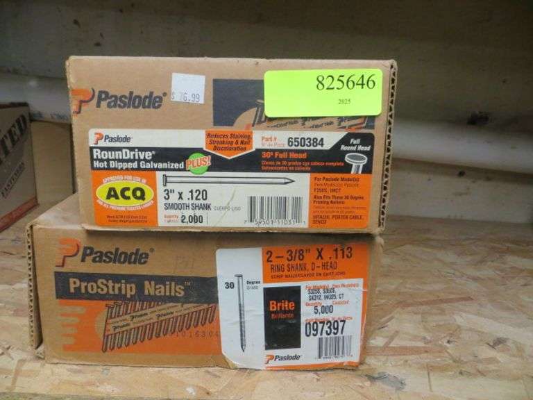 Paslode 3" & 2-3/8" Nails - Partial Boxes - Lambrecht Auction, Inc.