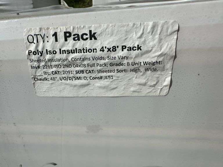 Poly Iso Insulation 4'x8' Pack - Lambrecht Auction, Inc.