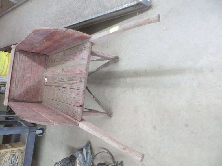 Wooden Wheelbarrow w/ Removable Side Racks - Lambrecht Auction, Inc.