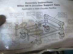 Miller 8874 Driveline Support Table w/ Accessories - Lambrecht Auction ...