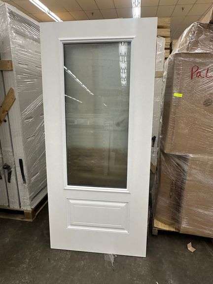 2 Tone Deco 2 PNL Fiberglass Door Slab 36"x80" - Lambrecht Auction, Inc.