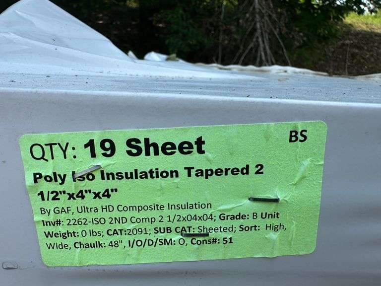 Poly Iso Insulation Tapered 2 1/2"x4'x4' - Lambrecht Auction, Inc.