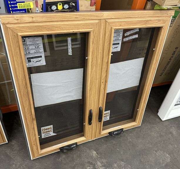 Casement Twin Brown/Wood Look Composite Window 36.875"x36.75 ...