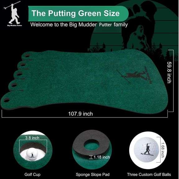 Putting Green Indoor- Mat for Golf Training Practice, Foot Shaped with ...