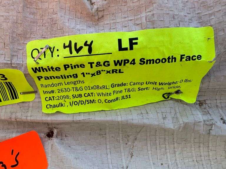 White Pine T&G WP4 Smooth Face Paneling 1"x8"xRL - Lambrecht Auction, Inc.