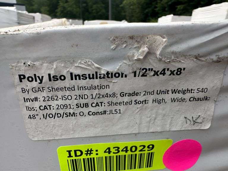 Poly ISO Insulation 1/2"x4'x8' - Lambrecht Auction, Inc.