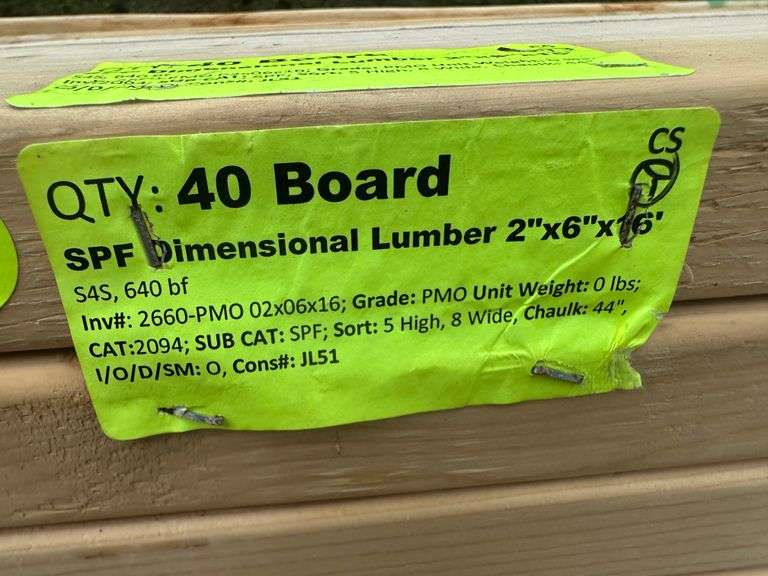 SPF Dimensional Lumber 2"x6"x16' - Lambrecht Auction, Inc.