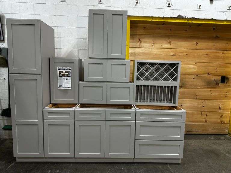 Stone Harbor Gray Kitchen Cabinet Set 16' - Lambrecht Auction, Inc.