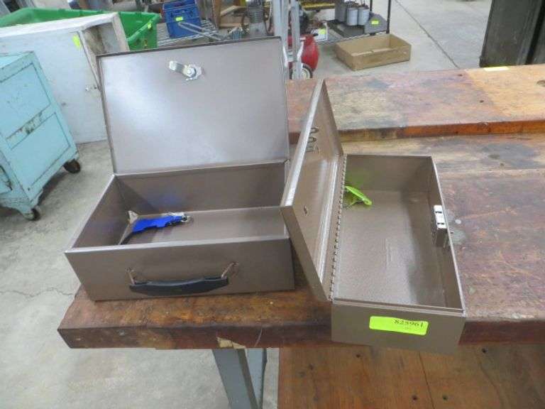 Two Small Metal Lock Boxes w/ Key - Lambrecht Auction, Inc.