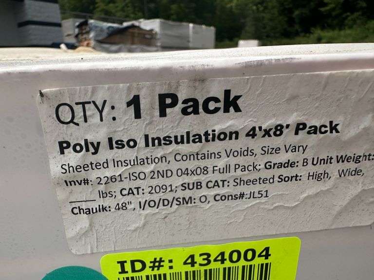 Poly ISO Insulation 4'x8' Pack - Lambrecht Auction, Inc.