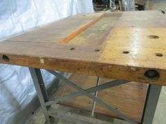 Workbench w/ Recessed Center & 7" Wood Vise - Lambrecht Auction, Inc.
