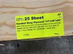 Sanded Shop Plywood 1/4"x48"x96" - Lambrecht Auction, Inc.