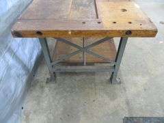 Workbench w/ Recessed Center & 7" Wood Vise - Lambrecht Auction, Inc.