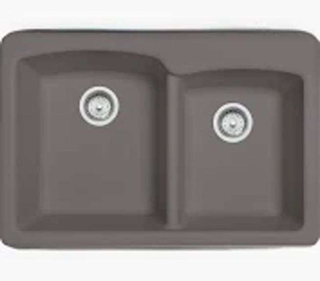 Graphie Granite Double Bowl Offset Drop-In Sink 22"x33" - Lambrecht ...