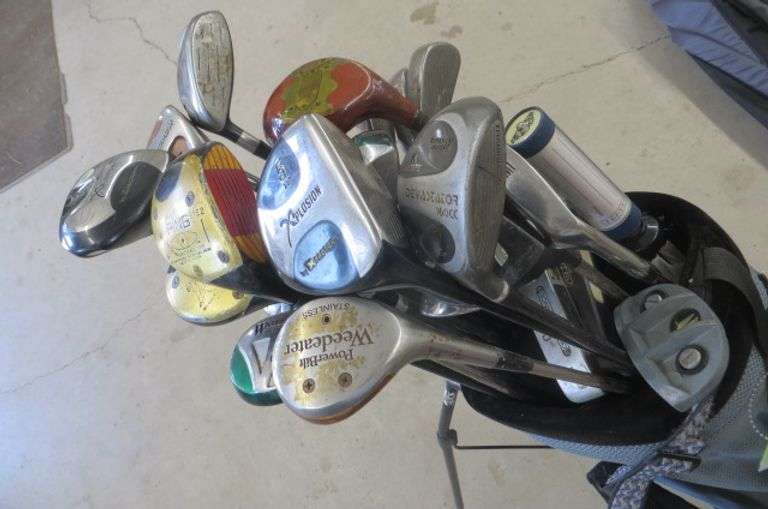 Assorted Golf Clubs w/ Carrier - Lambrecht Auction, Inc.