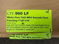 White Pine T&G WP4 Smooth Face Paneling 1"x8"x16' - Lambrecht Auction, Inc.