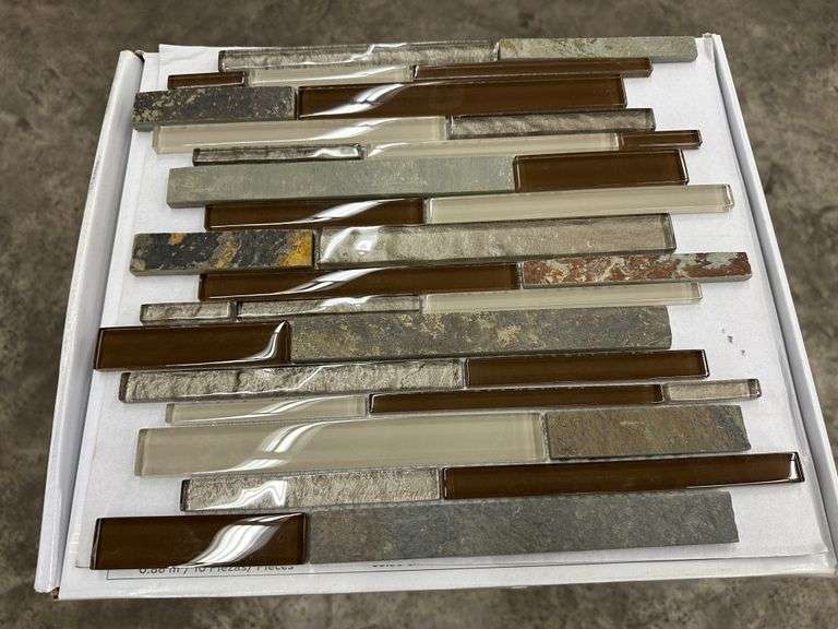 Rustic Slate Glass Mosaic Tile 12"x14" - Lambrecht Auction, Inc.