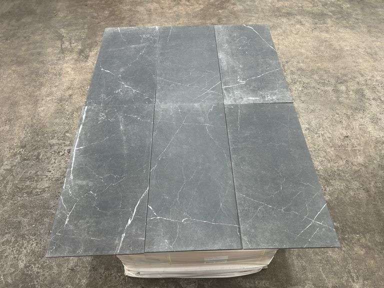 Black Veined Noir Collection Porcelain Tile 12"x24" - Lambrecht Auction ...