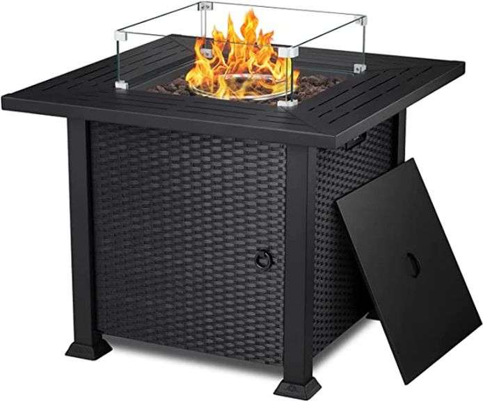 Outdoor Propane Fire Pit with Glass Windscreen 30"x30" - Lambrecht ...