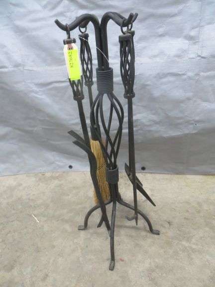 Wrought Iron Fireplace Set - Lambrecht Auction, Inc.