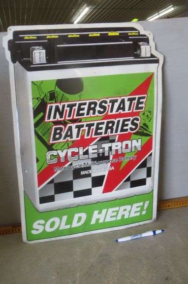 Interstate Battery Sign - Tin - Lambrecht Auction, Inc.