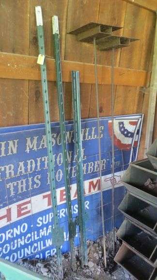 Metal Fence Posts, Re-Rod w/ Boxes Welded On-Top - Lambrecht Auction, Inc.