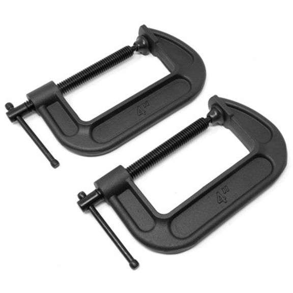 Heavy-Duty Cast Iron C-Clamps with 4 in. Jaw Opening and 2.2 in. Throat ...