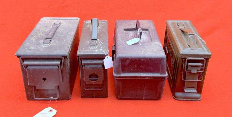 (3) Ammo Cans & Shotgun Shell Box - Langham Auctioneers