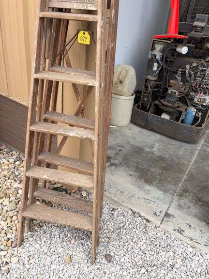 (2) Wood 6’ Step Ladders, Cross Bracing loose on Back, No Broken Steps ...