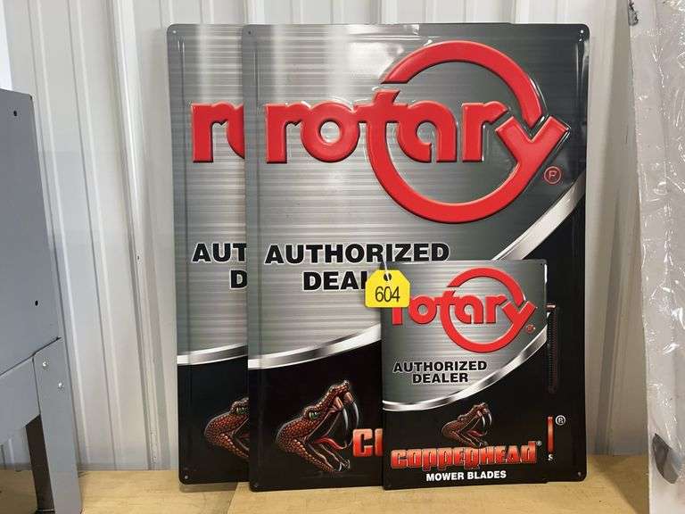 (3) Rotary Copperhead Mower Blades Authorized Dealer Metal Signs, (2 ...