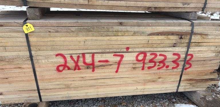 2X4x7’ Hardwood Lumber, 933.33 Bd Ft in Bundle, - Langham Auctioneers