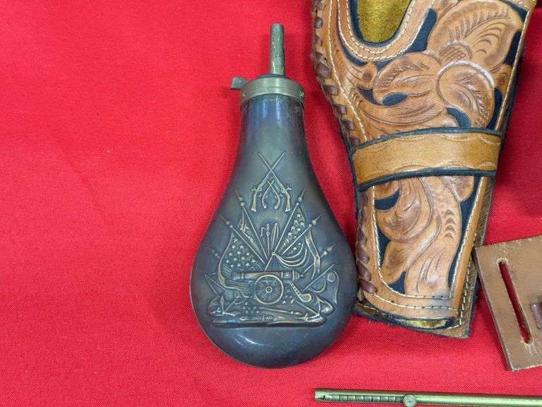 Holster, Shell Carriers, Powder Flask, (3) Hand Warmers, (3) Gun Cases ...