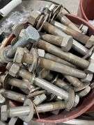 Pallet of Hoist Trolleys, 5 Gallon Buckets of Bolts, Nuts, & Washers ...