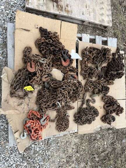 (12) Chains, (9) With Hooks On Each End, (2) 1/4” Chains, (4) 5/16 ...