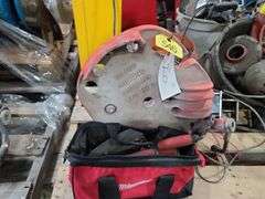 Rigid Pipe Threading Machine, (1) tripods, oil bucket, welding rod ...