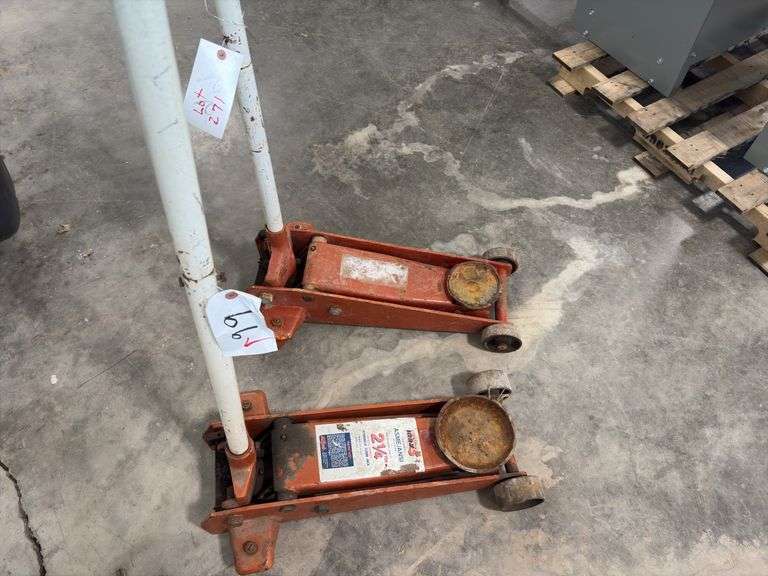(2) Floor Jacks, raise and lower as they should, steel wheels ...