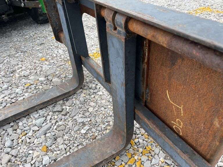 Skid Steer Pallet Forks, 46” Forks, Adjustable, Shop Built, Forks Slide ...