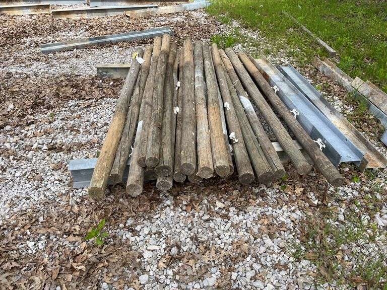 (20) Wooden Fence Posts, Used, 7’ Long - Langham Auctioneers