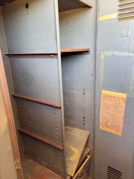 (3) Metal Upright Storage Cabinets, has shelves and drawers, vented, 36 ...