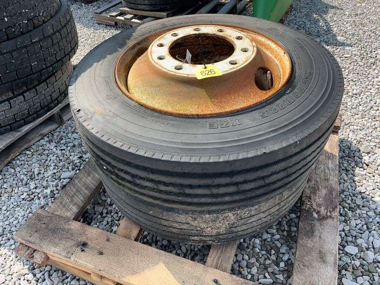 (2) 255/70R22.5 Tires And Rims, Tires Show Approx 40-60% Tread, Rims ...