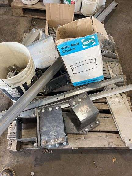 Pallet Of Angel Iron, Grain Bin Building Components, Wire Rod Chairs ...