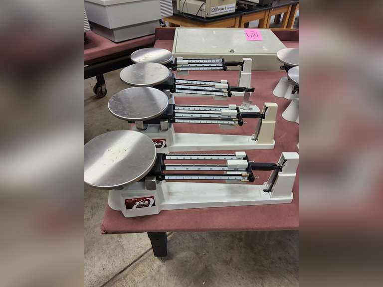 4 Ohaus triple beam scales - Lindsay Auctions LLC