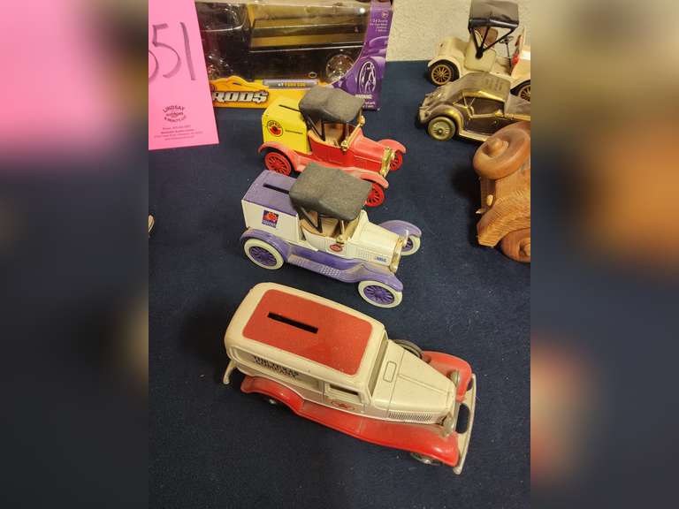 3 die cast toy car coin banks - Lindsay Auctions LLC