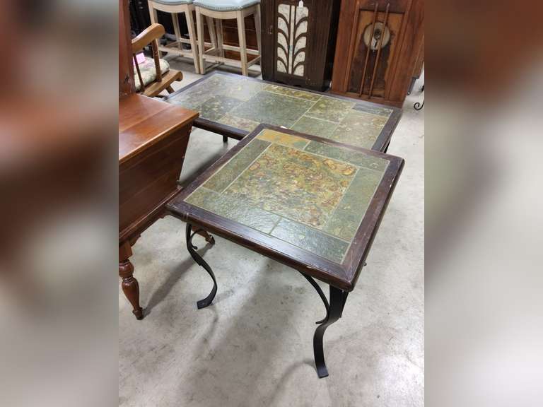 Coffee table approx 42" x 22" x 18" & side table approx 21" x 21" x 21 ...