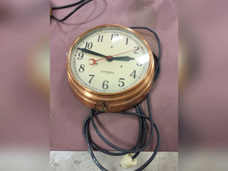 Vintage copper Cincinnati Time Recorder Co clock (untested) - Lindsay ...