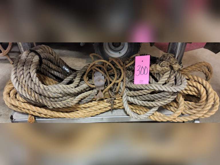 2 long ropes & pulley - Lindsay Auctions LLC
