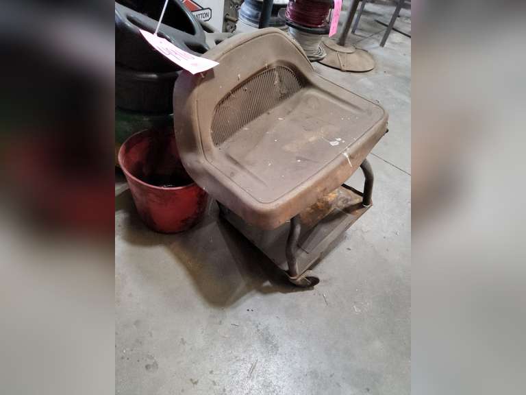 Group of oil drain tubs & shop stool with broken wheel - Lindsay ...
