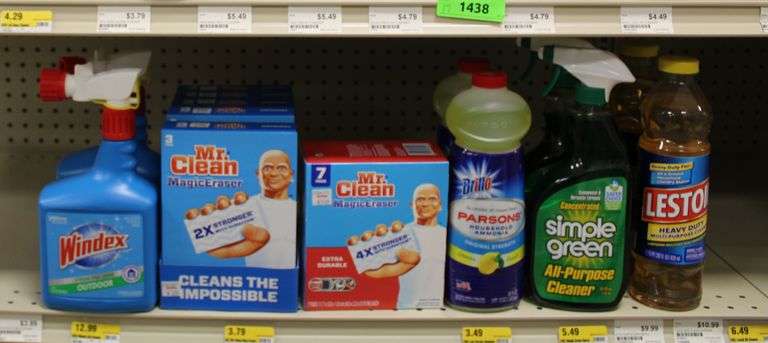 GLASS PLUS/ WINDEX/ ZEP/ MR. CLEAN/ LYSOL/ WINDEX/ LEMON AMONIA/ SIMPLE ...