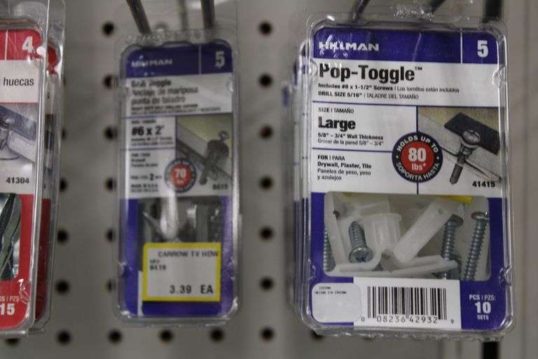 ASSORTED POP TOGGLE BOLTS & SELF DRILL TOGGLE BOLTS - Lawler Auction ...