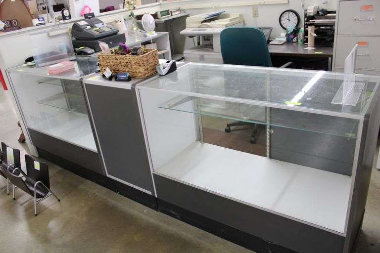 THREE-SECTION DISPLAY CASE (21"wide X 116"long X 38" tall) - Lawler ...